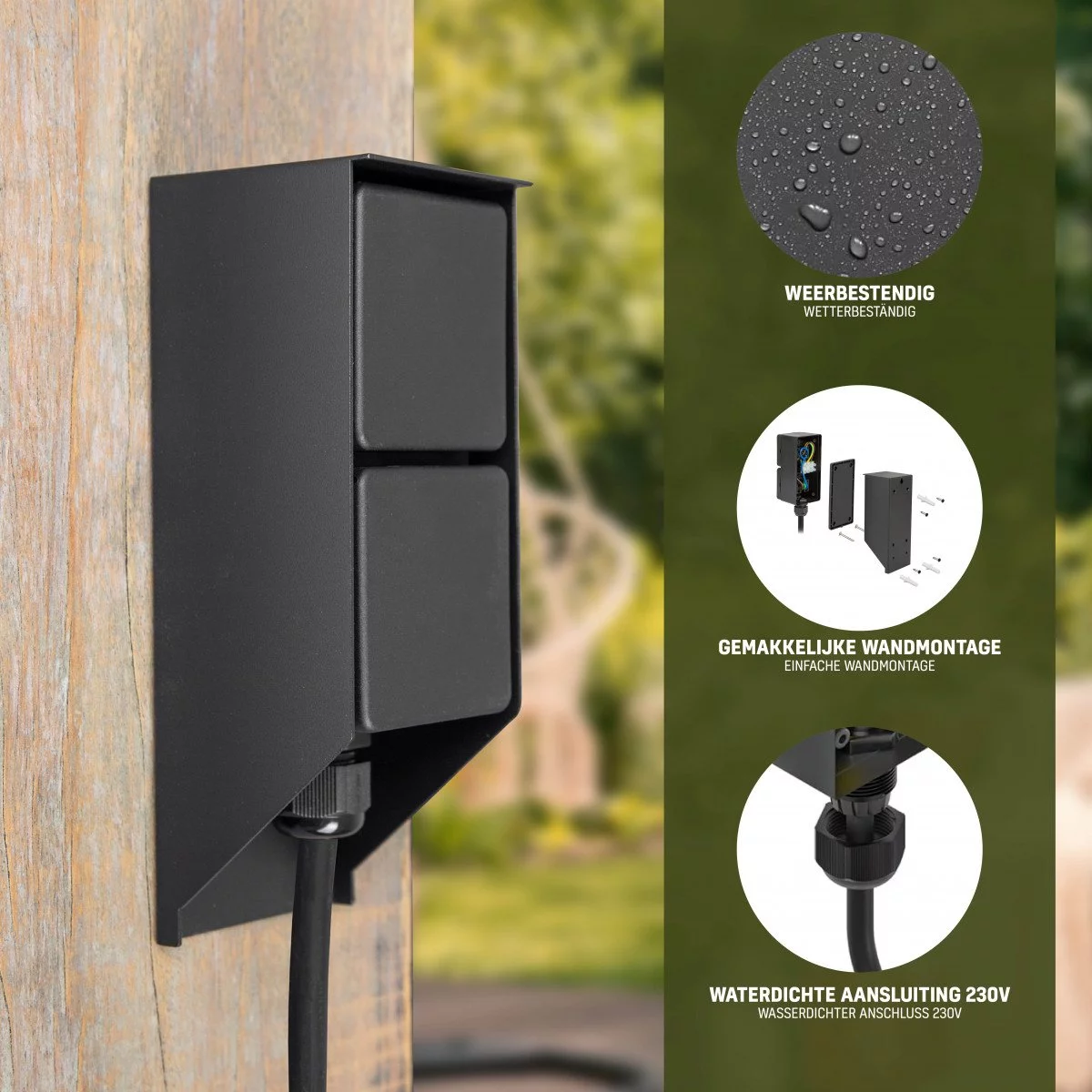 Steckdose Double Wall Außensteckdose Schwarz | Nostalux.de