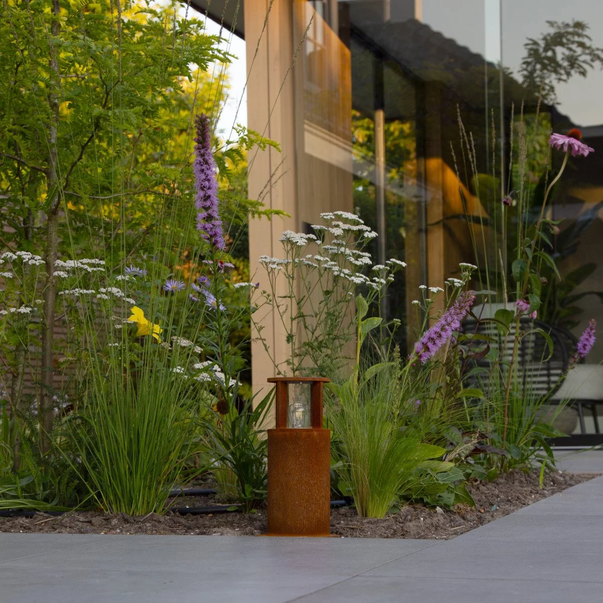 Robuste Gartenlampe Corten - Marina 30 rund | Nostalux.de