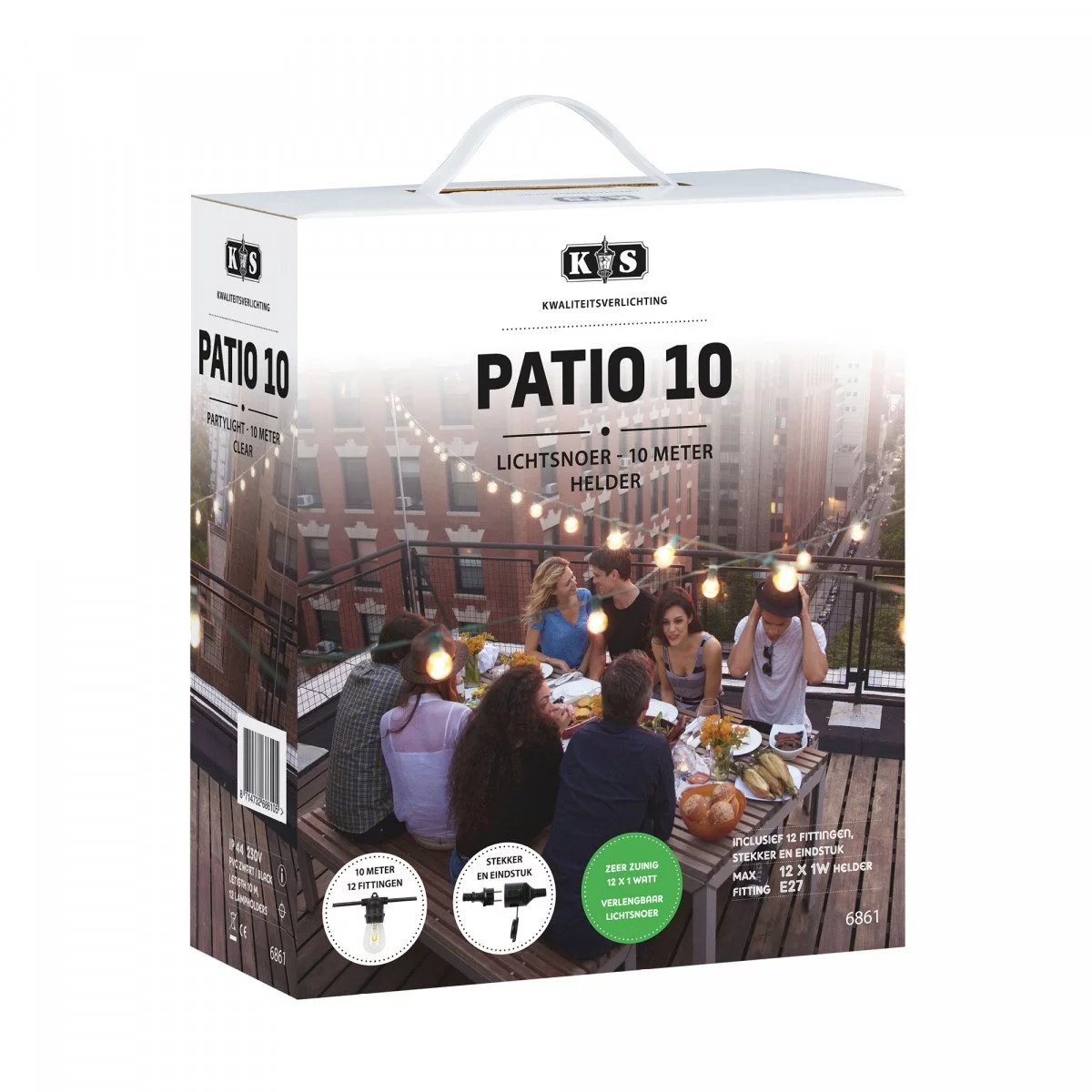 Patio Lichterkette Warmweiß 10m mit 12 LED | Nostalux.de